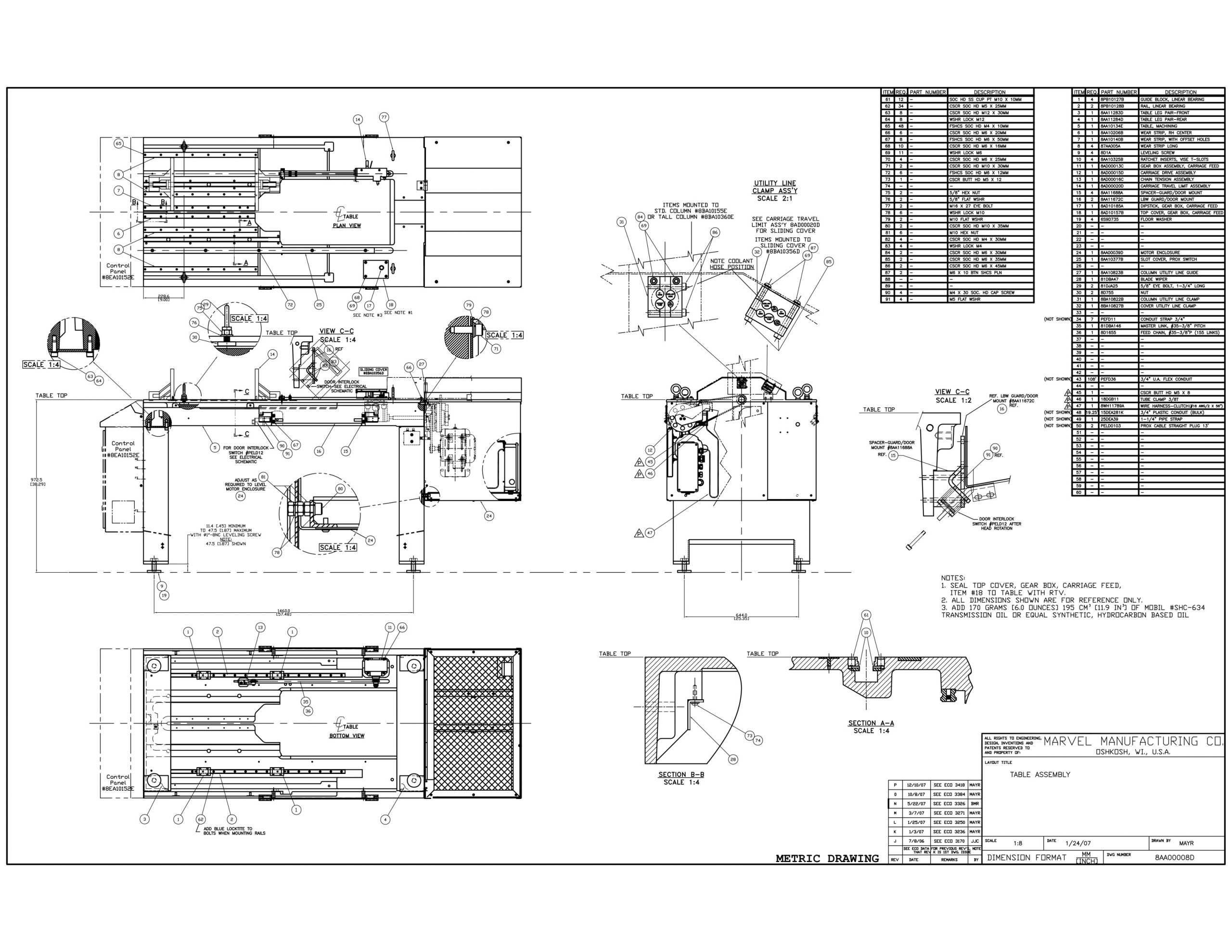 Marvel 8 Mark III Parts List - Bandsawmanuals