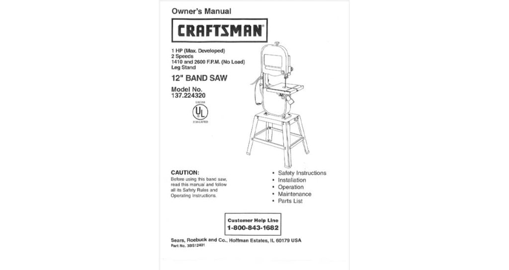 Sears Craftsman Bandsaws: Sourcing Manuals and Parts - Bandsawmanuals